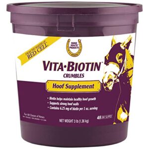 horse health vita biotin crumbles horse hoof supplement, helps maintain healthy, sound hooves and strong hoof walls, 3 lbs., 48 day supply