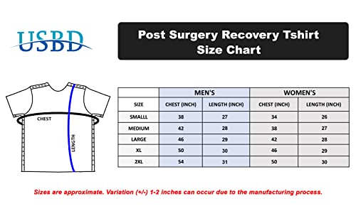 Post Surgery Recovery Tshirt Snap Open Tearaway Shirt (2XL, Navy/Women)