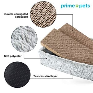 PrimePets Cat Scratcher Lounge with 2 Removable Cat Scratch Cardboard, Reversible Cat Scratching Pad Box Bed, 2 in 1, Corrugated Board, Catnip Included