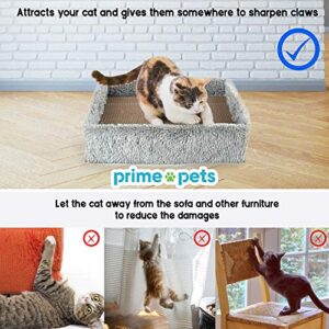 PrimePets Cat Scratcher Lounge with 2 Removable Cat Scratch Cardboard, Reversible Cat Scratching Pad Box Bed, 2 in 1, Corrugated Board, Catnip Included