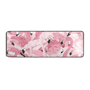 blueangle pink flamingos runner rug soft plush hallway entryway living dining room area rug (2' x 6')