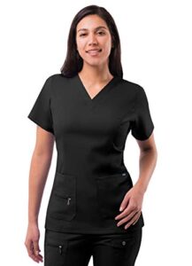 adar pro scrubs for women - elevated v-neck scrub top - p4212 - black - m