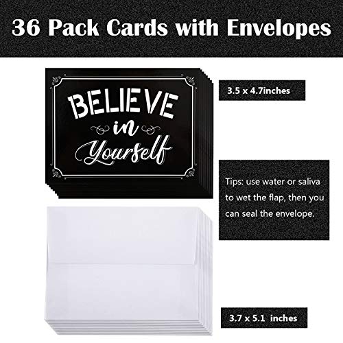 36 Pieces Inspirational Greeting Card Luck Card Motivational Quote Card with Envelope for Graduate Teacher Student Inspiring