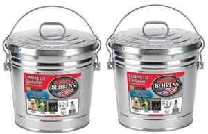 behrens 6 gallon rust-proof steel locking lid trash can(6 gal) made in usa (Тwo Рack)