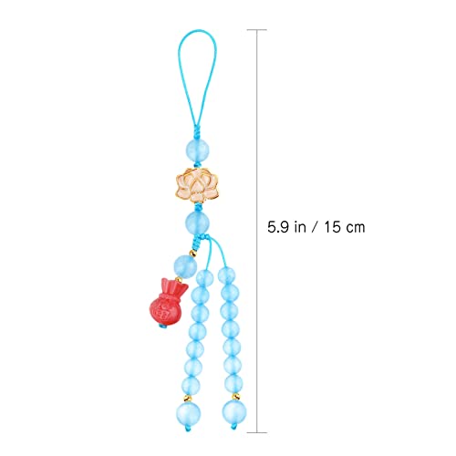 Hemobllo Cell Phone Strap Anti- Lost Phone Lanyard Crystal Chinese Style Phone Charm Key Chain Car Key Hanging Pendants Decor for Car Phone Fan Clothing Decor Blue