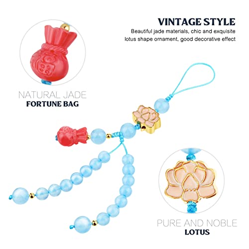 Hemobllo Cell Phone Strap Anti- Lost Phone Lanyard Crystal Chinese Style Phone Charm Key Chain Car Key Hanging Pendants Decor for Car Phone Fan Clothing Decor Blue