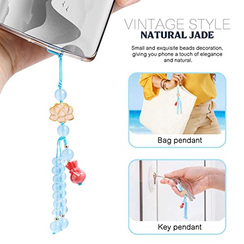 Hemobllo Cell Phone Strap Anti- Lost Phone Lanyard Crystal Chinese Style Phone Charm Key Chain Car Key Hanging Pendants Decor for Car Phone Fan Clothing Decor Blue