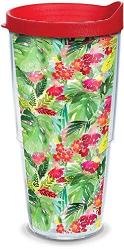 Tervis Yao Cheng - Tropical Bloom Made in USA Double Walled Insulated Tumbler Cup Keeps Drinks Cold & Hot, 24oz, Classic