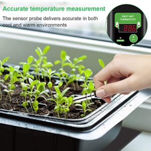 RIOGOO 10"x20.75" Seedling Heat Mat and Thermostat Controller 68-108°F Digital Thermostat Controller IP68 Waterproof (Heated mat+Thermostat Controller)