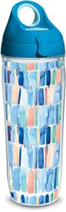 tervis yao cheng - vertical stripes made in usa double walled insulated tumbler cup keeps drinks cold & hot, 24oz water bottle, clear