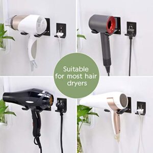 FLE Hair Dryer Holder Wall Mounted Self Adhesive,Hair Blow Dryer Rack Organizer Compatible with Most Hair Dryers,Black