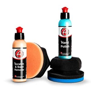 Adam’s Car Scratch & Swirl Remover Hand Correction System | Remove & Restore Paint Transfer, Minor Imperfections, & Oxidation | Paired with Orange Compound Correction Pad Applicator (2 Step Kit)