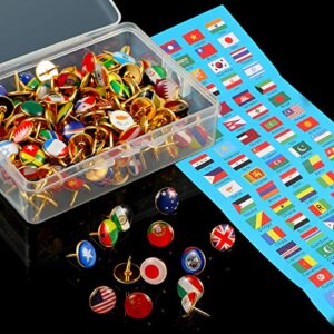 194 pieces creative push pins national flag pins thumb tacks country map push pin decorative drawing pins for bulletin board, pinboard, map, office