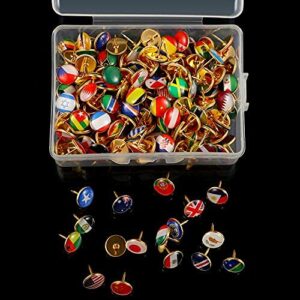 194 Pieces Creative Push Pins National Flag Pins Thumb Tacks Country Map Push Pin Decorative Drawing Pins for Bulletin Board, Pinboard, Map, Office