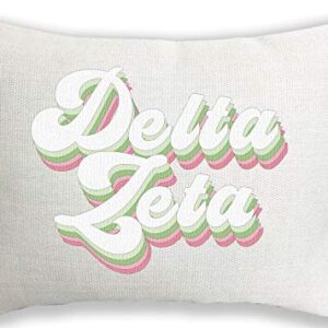 Sorority Shop Delta Zeta Pillow – Retro Design, 12" x 16" Lumbar Pillow Sorority