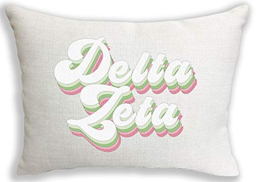 Sorority Shop Delta Zeta Pillow – Retro Design, 12" x 16" Lumbar Pillow Sorority