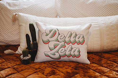 Sorority Shop Delta Zeta Pillow – Retro Design, 12" x 16" Lumbar Pillow Sorority