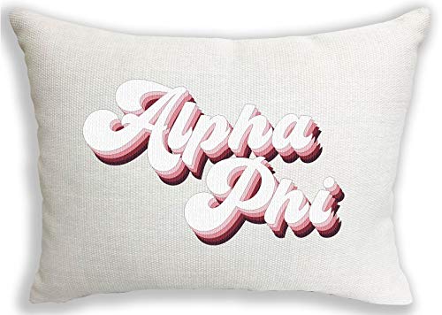 Sorority Shop Alpha Phi Pillow – Retro Design, 12" x 16" Lumbar Pillow Sorority