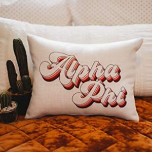 Sorority Shop Alpha Phi Pillow – Retro Design, 12" x 16" Lumbar Pillow Sorority