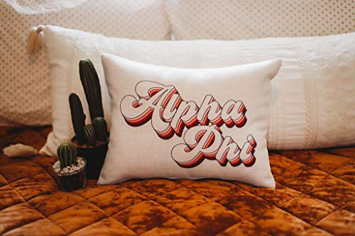 Sorority Shop Alpha Phi Pillow – Retro Design, 12" x 16" Lumbar Pillow Sorority