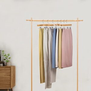 Nature-Smile 20 Pack Wooden Pants Hangers Jeans Bottom Hanger Solid Lotus Wood Skirt Hanger with 2-Adjustable Clips Anti Rust Hook Natural Color