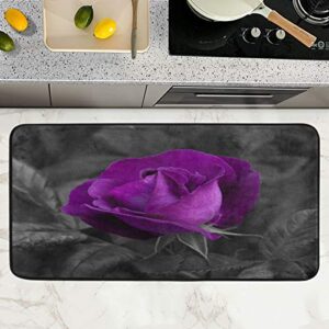 CaTaKu Purple Rose Area Rug 39x20 Inches Polyester Area Rug Floor Rug Runner Washable Carpet Mat for Kitchen Dinning Room Home Decorative