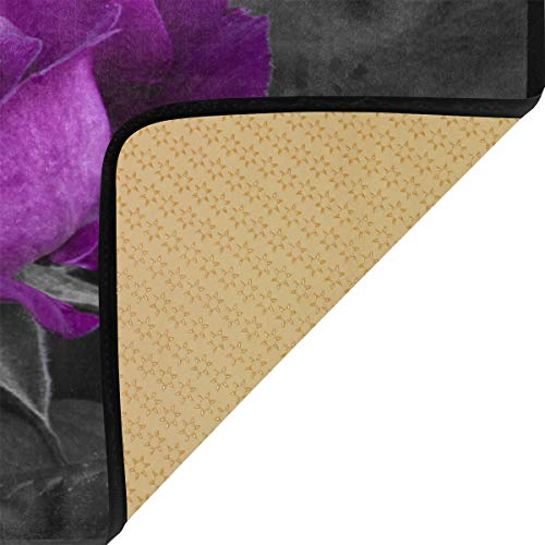 CaTaKu Purple Rose Area Rug 39x20 Inches Polyester Area Rug Floor Rug Runner Washable Carpet Mat for Kitchen Dinning Room Home Decorative