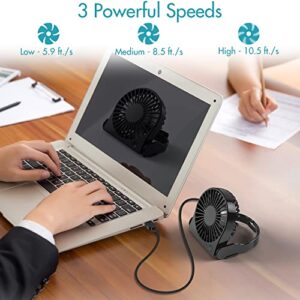 COMLIFE Small USB Desk Fan, Foldable and Powerful, Quiet Mini Table Fan for Home Office Travel, Black