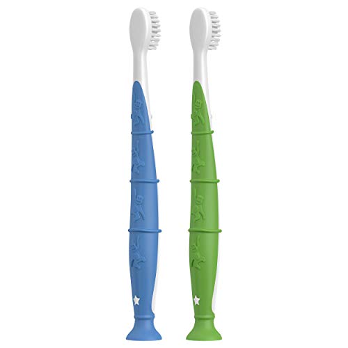 Colgate Zero Kids Toothbrush with Extra Soft Bristles and Suction Cup Holder, BPA Free - 2 Count