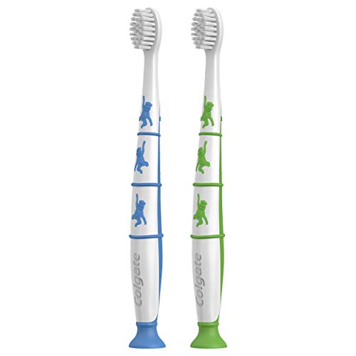 Colgate Zero Kids Toothbrush with Extra Soft Bristles and Suction Cup Holder, BPA Free - 2 Count