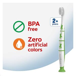 Colgate Zero Kids Toothbrush with Extra Soft Bristles and Suction Cup Holder, BPA Free - 2 Count