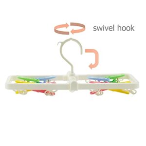 EIKS Laundry Hanger Drying Rack with 8 Clips for Towels, Bras, Baby Clothes, Gloves, Portable & Foldable & Compact Size for Travel