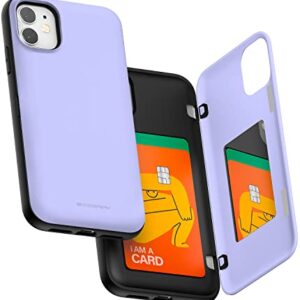 GOOSPERY iPhone 11 Case, iPhone 11 Wallet Case with Card Holder, Protective Dual Layer Bumper Phone Case - Lilac Purple