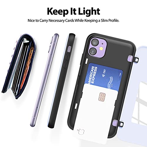 GOOSPERY iPhone 11 Case, iPhone 11 Wallet Case with Card Holder, Protective Dual Layer Bumper Phone Case - Lilac Purple