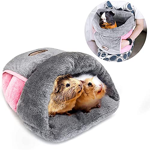 YUEPET Guinea Pig Bed Cuddle Cave Warm Fleece Cozy House Bedding Sleeping Cushion Cage Nest for Small Animal Squirrel Chinchilla Rabbit Hedgehog Cage Accessories (Grey)