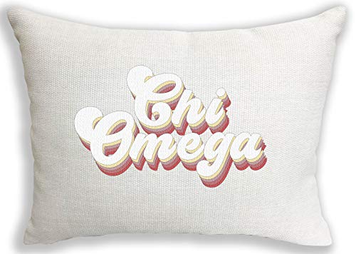 Sorority Shop Chi Omega Pillow – Retro Design, 12" x 16" Lumbar Pillow Sorority