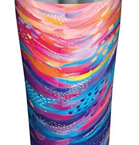 Tervis Etta Vee - Happy Abstract Stainless Steel Insulated Tumbler with Clear and Black Hammer Lid, 20oz, Silver