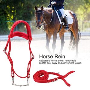 Red Horse Bridle, Adjustable Horse Bridle Rein Harness Headstalls Durable Wearresisting With Soft Cushion Double Check Design