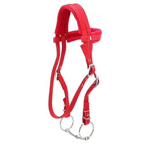 Red Horse Bridle, Adjustable Horse Bridle Rein Harness Headstalls Durable Wearresisting With Soft Cushion Double Check Design