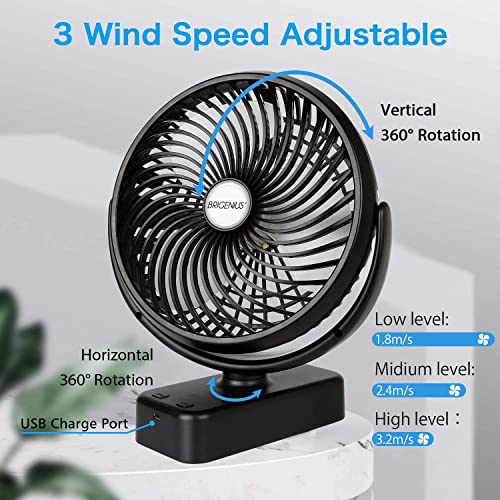 Camping Fan with LED Lights 7-Inch, Rechargeable 5000mAh Tent Fan Battery Operated/USB Personal Fan for Camping RV BBQ Travel Home Office Desk Indoor Outdoor...