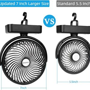 Camping Fan with LED Lights 7-Inch, Rechargeable 5000mAh Tent Fan Battery Operated/USB Personal Fan for Camping RV BBQ Travel Home Office Desk Indoor Outdoor...