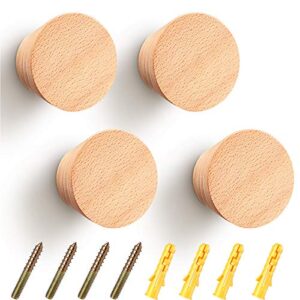 4 packs wooden coat hooks wall mounted single cone wall hook rack modern handmade single coat rack hooks cone beech wooden craft hat towel rack (yellow)