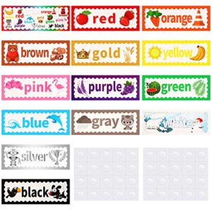 14 pieces colors bulletin board with 40 pieces adhesive dots for toddler and kids learning colors