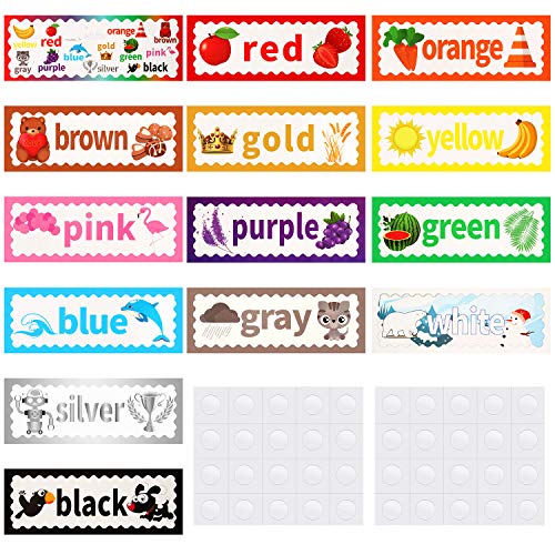 14 Pieces Colors Bulletin Board with 40 Pieces Adhesive Dots for Toddler and Kids Learning Colors