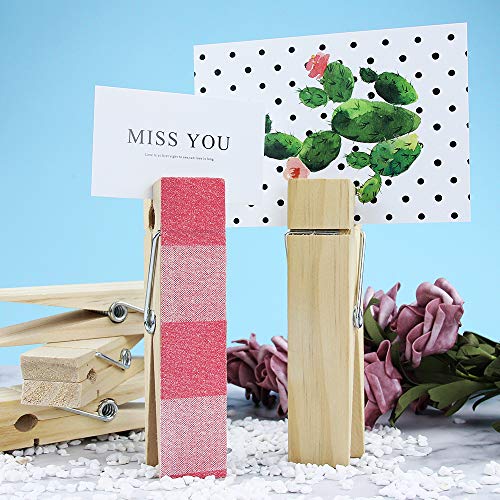 6 Inch, Giant Clothespins, Jumbo Wood Clips for DIY Craft, Bathroom or Laundry Room Decoration, 12 PCS