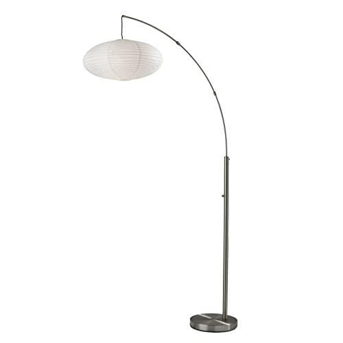 Adesso 5024-22 Corinne Arc Lamp, 80 in, 1 X 100W, Brushed Steel, 1 Floor Lamp