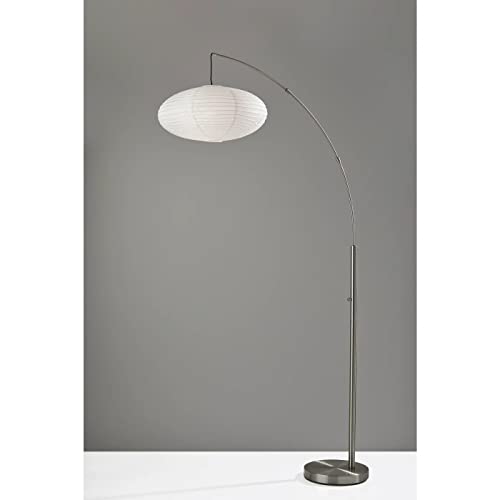 Adesso 5024-22 Corinne Arc Lamp, 80 in, 1 X 100W, Brushed Steel, 1 Floor Lamp