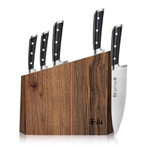 cangshan ts series 1024876 swedish 14c28n steel forged 6-piece knife block set, walnut