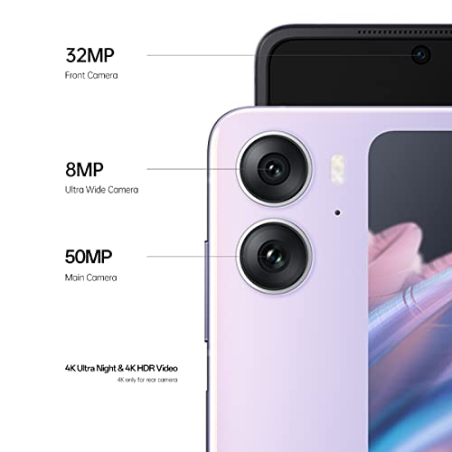 OPPO Find N2 Flip Dual-SIM 256GB ROM + 8GB RAM (GSM only | No CDMA) Factory Unlocked 5G Smartphone (Moonlit Purple) - International Version