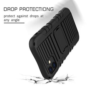 E-Tree for iPhone 11 6.1 inch Case with Lanyard and Stand [Shockproof] [Dropproof] [Anti-Lost], Hands Free Cross Body Strap Pefect for Go Outside and Kid Elderly (Black)